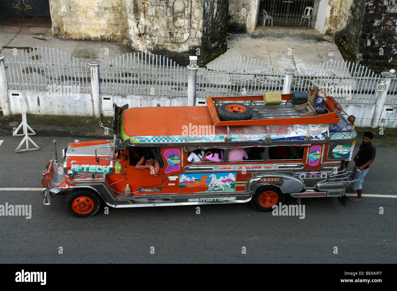 Jeepney outside San Pedro church, Loboc, Bohol, The Visayas ...