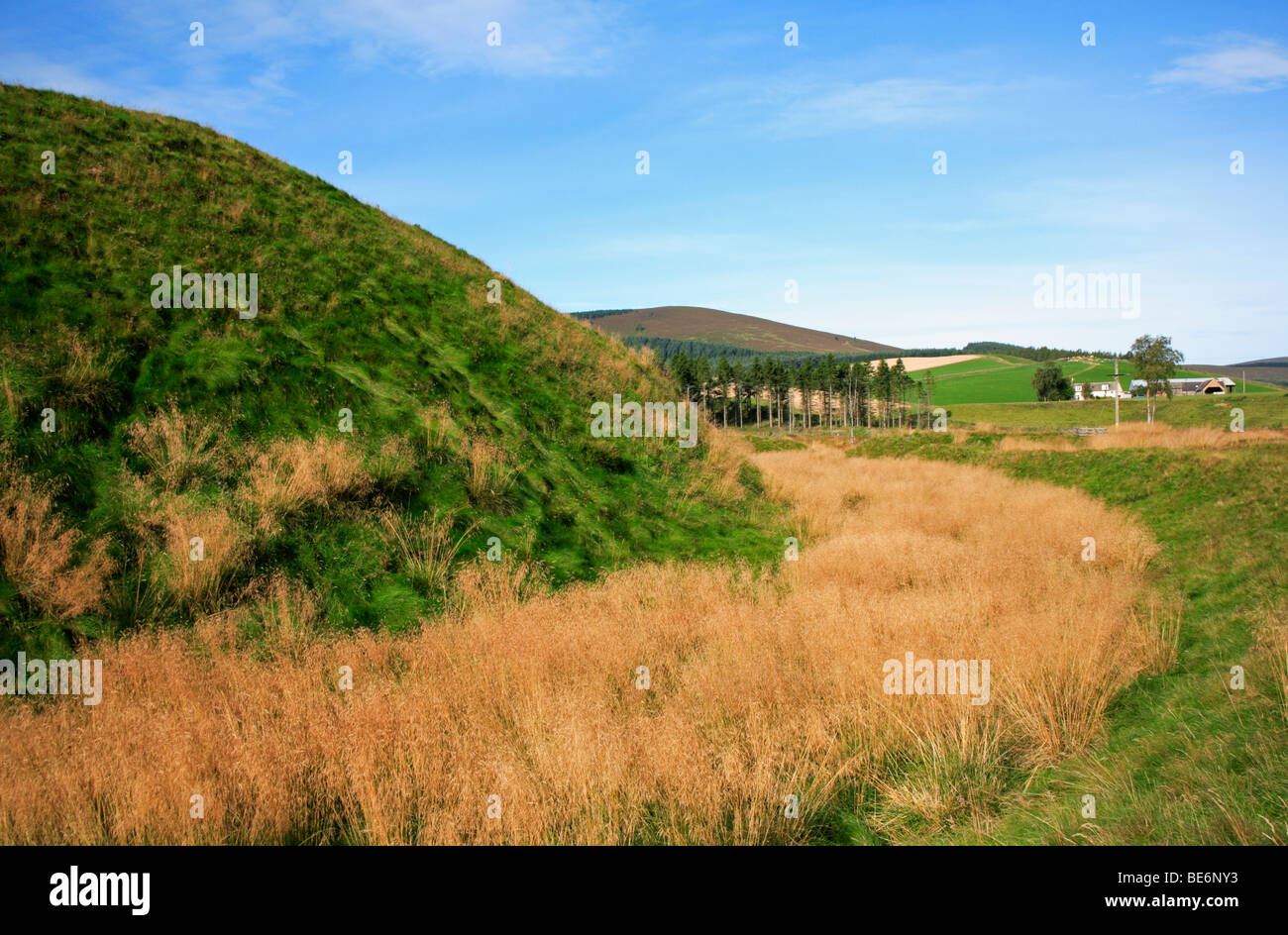 Castle motte and defensive ditch at Strathdon, Aberdeenshire, Scotland ...
