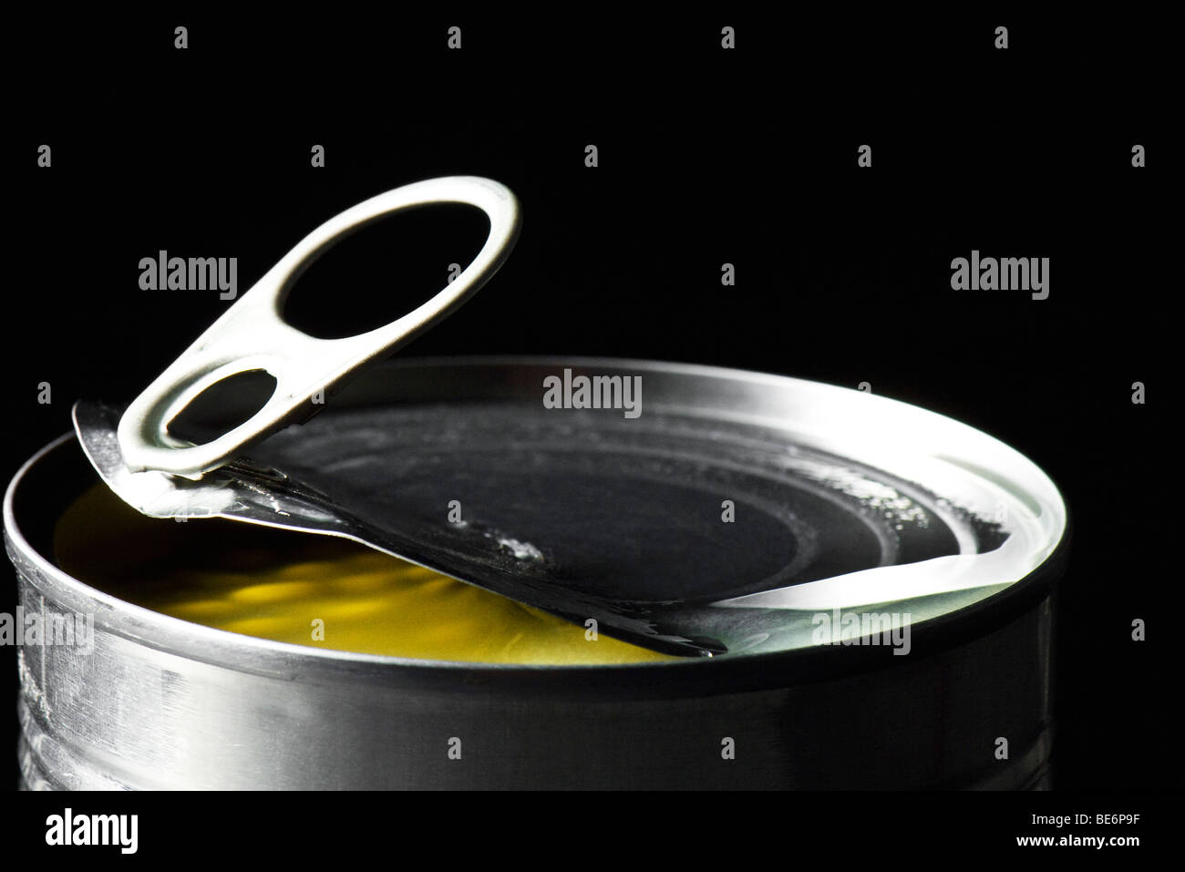 Can of food opened with pull tab Stock Photo - Alamy
