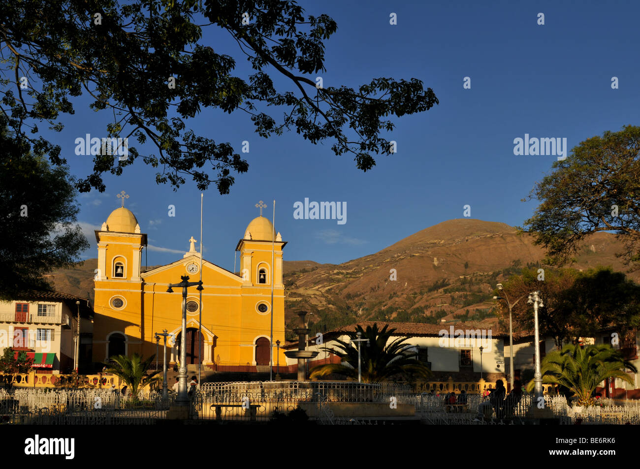 Panoramic view of Cajabamba town in the peruvian andes showing the main ...