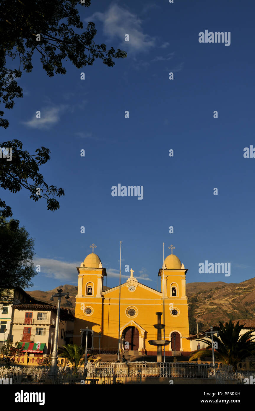 Panoramic view of Cajabamba town in the peruvian andes showing the main ...