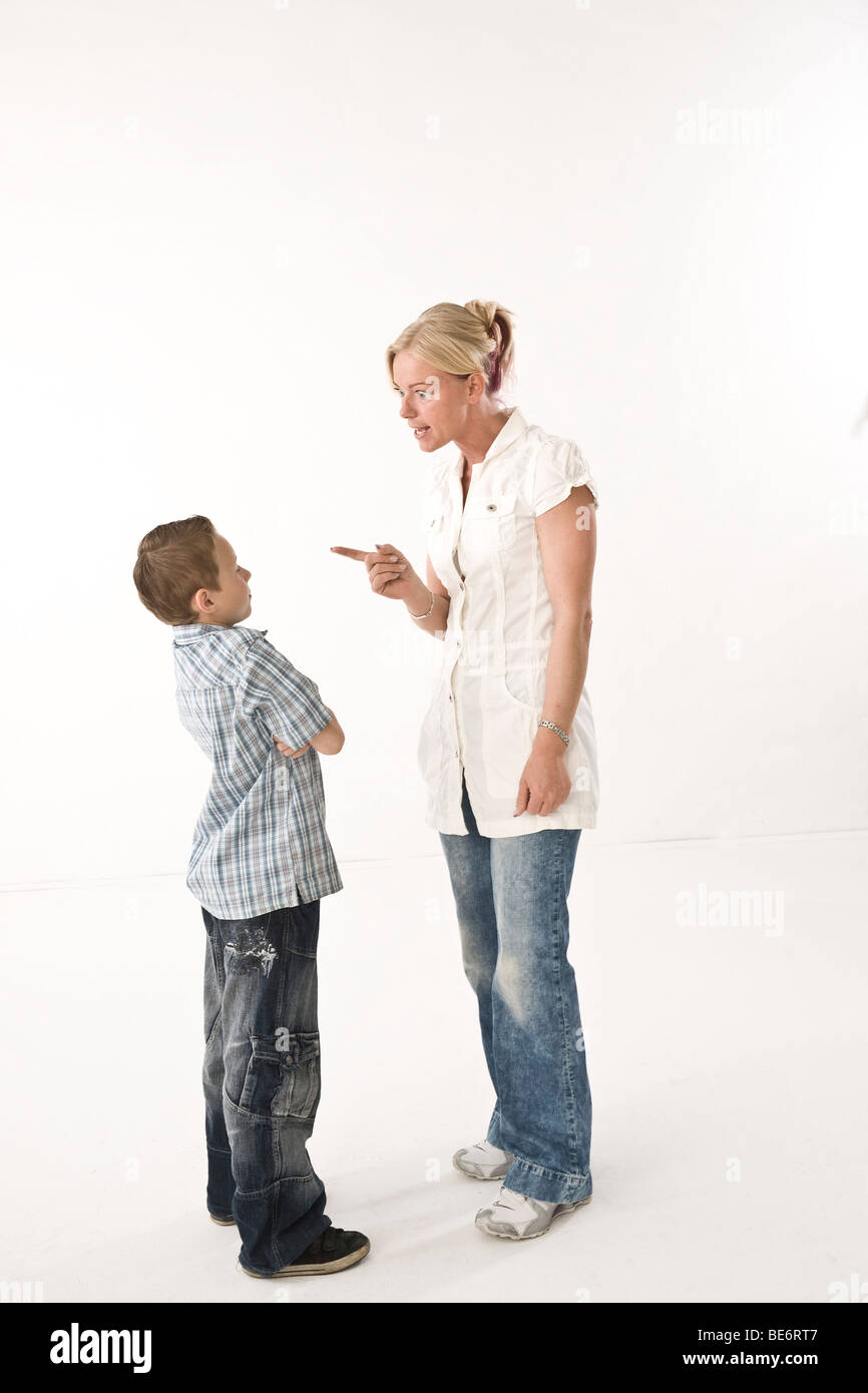 Father scolding his son Stock Photo - Alamy