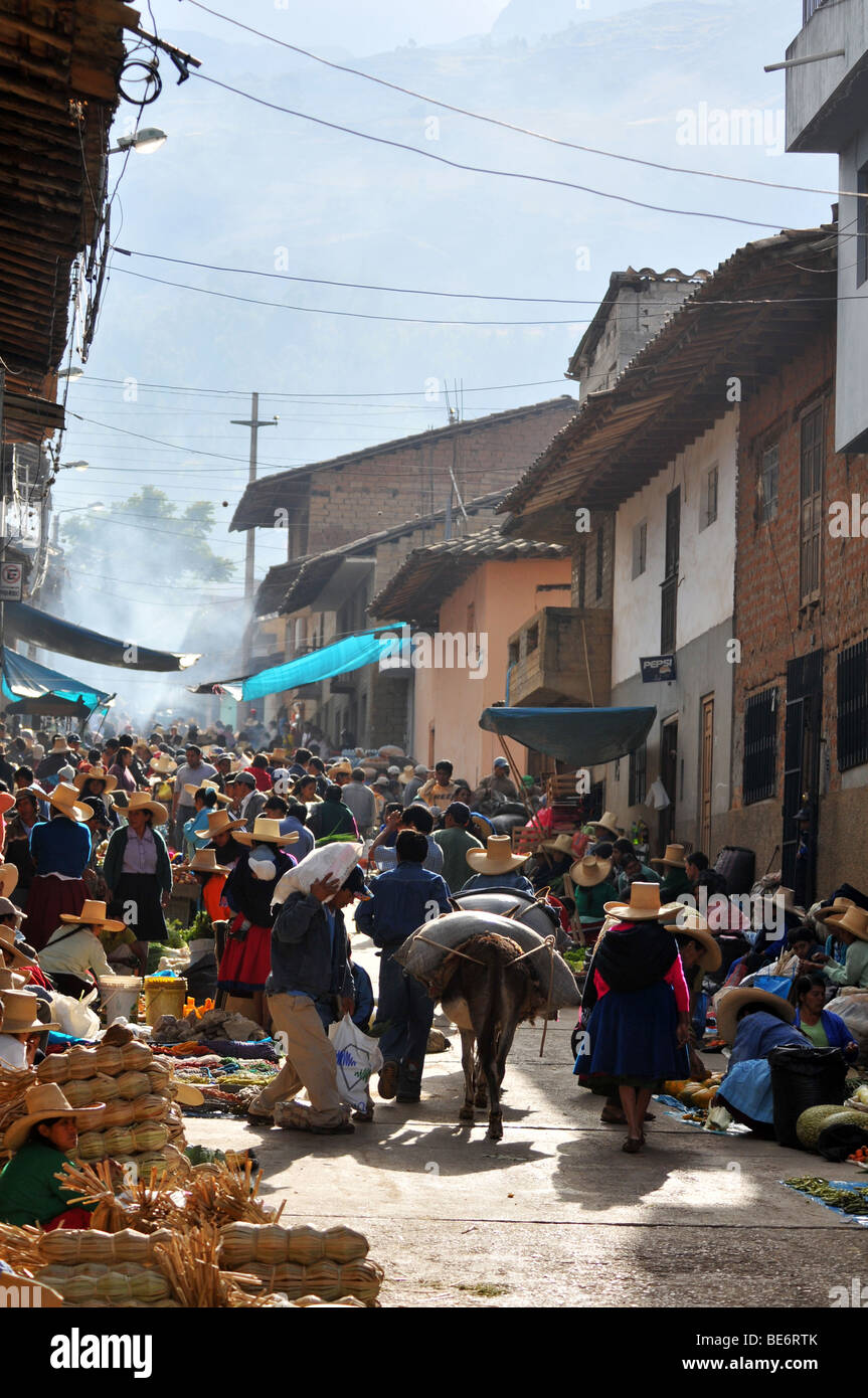 CAJABAMBA PERU - SEPTEMBER 6: Street market early morning in Northern ...