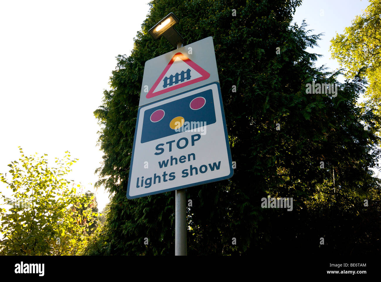 Railway Level Crossing stop sign Stock Photo - Alamy