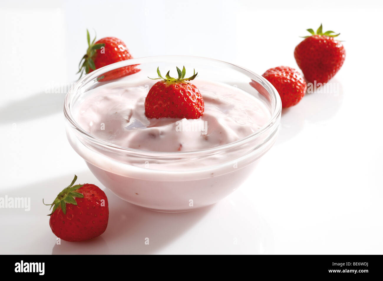 Strawberry yogurt in a glass bowl Stock Photo - Alamy