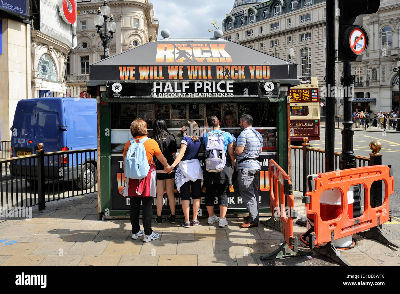 Ticket stand of a musical theater in Piccadilly Circus, London, England ...