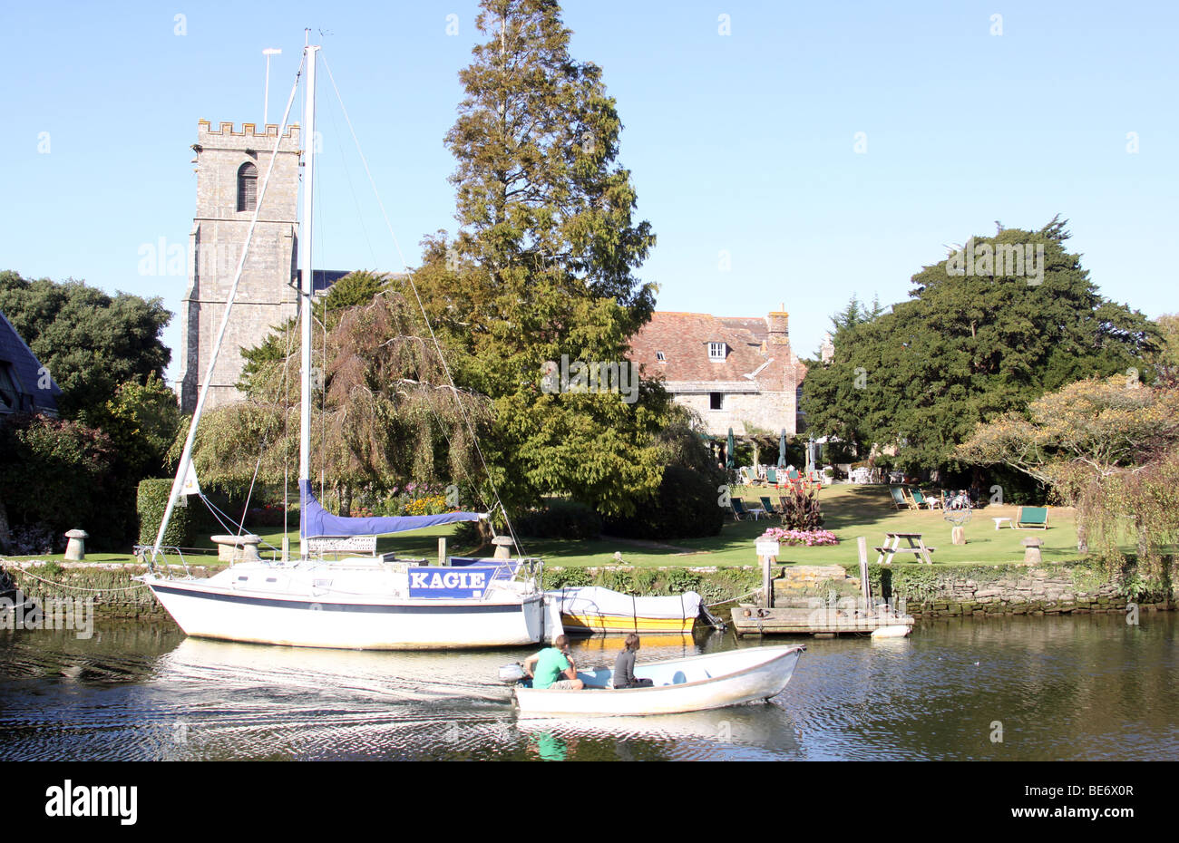 The Priory on Wareham Quay - Lady St Mary's Church in the background ...