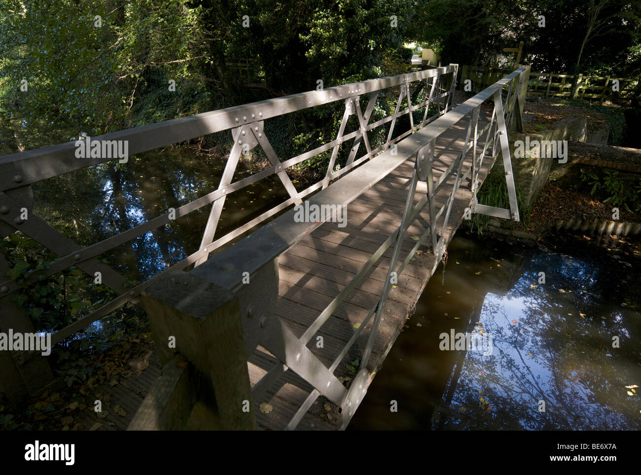 Metal girder bridge over the river Arun in Horsham UK Stock Photo - Alamy