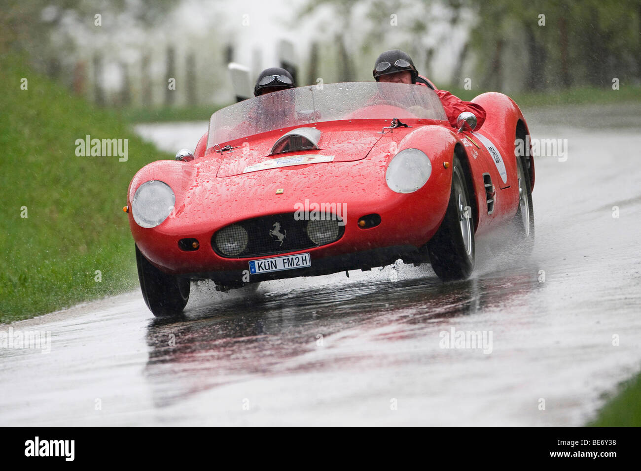 Ferrari 250 GT Barchetta in the rain, rally Langenburg Historic 2009 ...