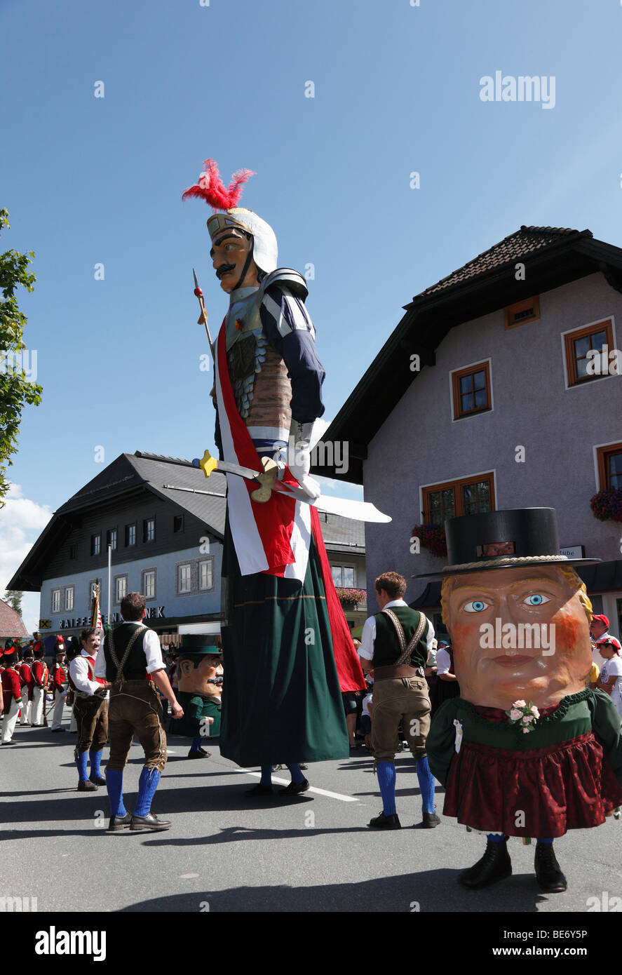 Samson and dwarf, Samson Parade in Mariapfarr, Lungau, Salzburg state ...