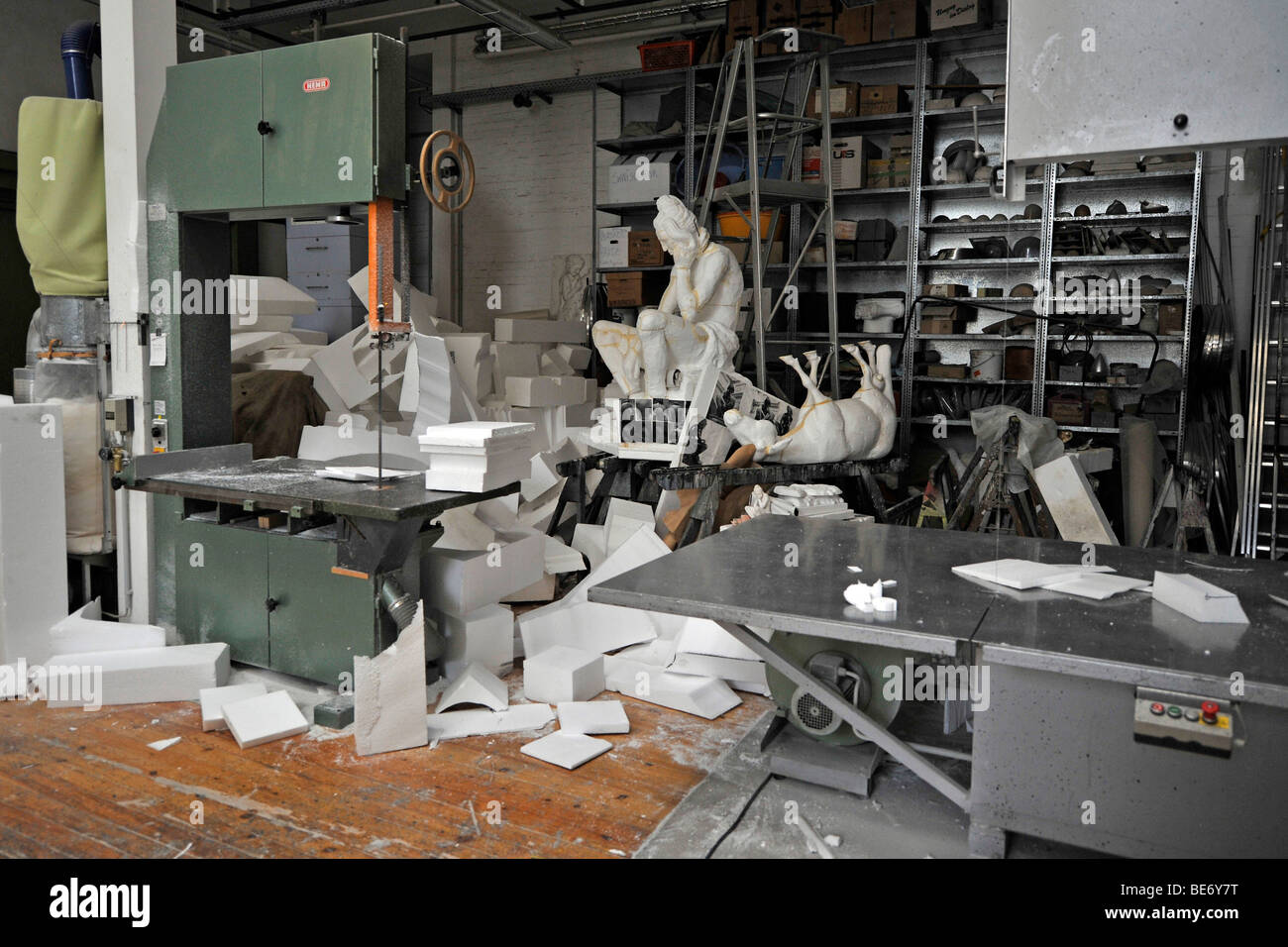 Production of stage props made of Styrofoam in the sculptor's workshop ...