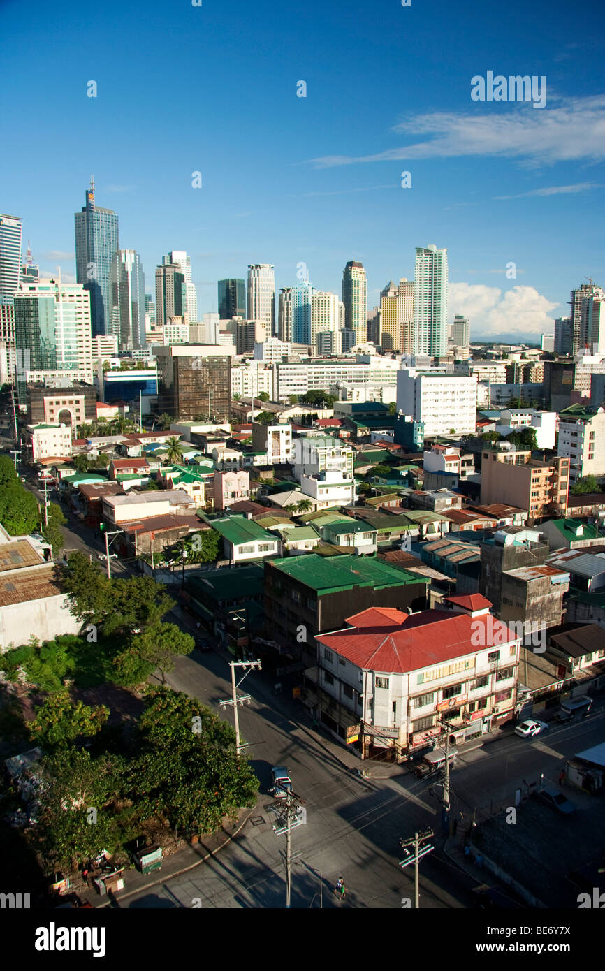 Makati skyline showing the central business district and a residential ...