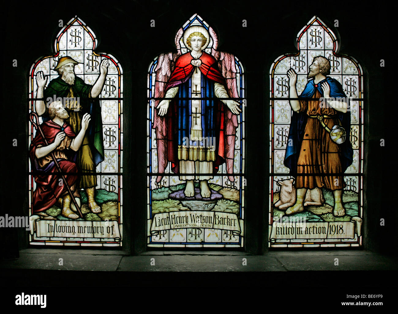 Stained Glass Window Depicting Angel Gabriel appearing to the Shepherds ...
