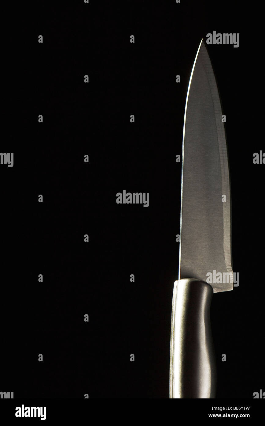 Kitchen knife on black background Stock Photo - Alamy
