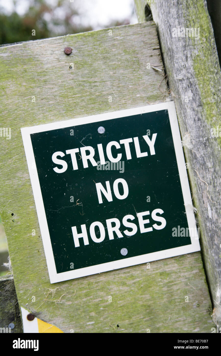 A Strictly no Horses Sign Stock Photo - Alamy