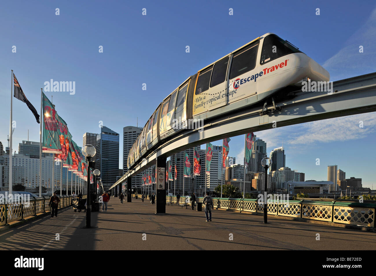 Monorail on Pyrmont Bridge, Darling Harbour, Sydney, New South Wales ...