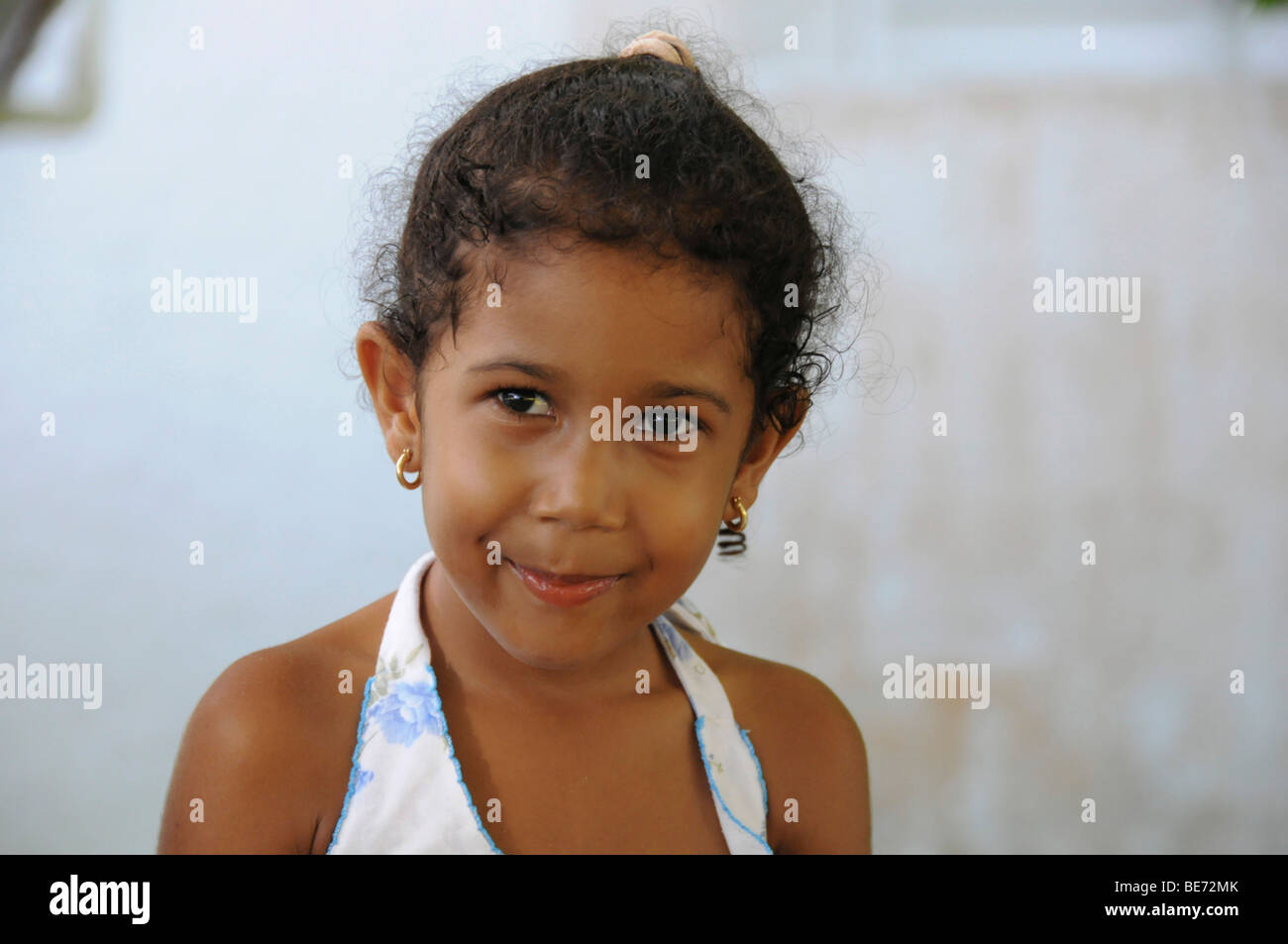 Creole girl, smiling, portrait, Seychelles, Africa, Indian Ocean Stock ...