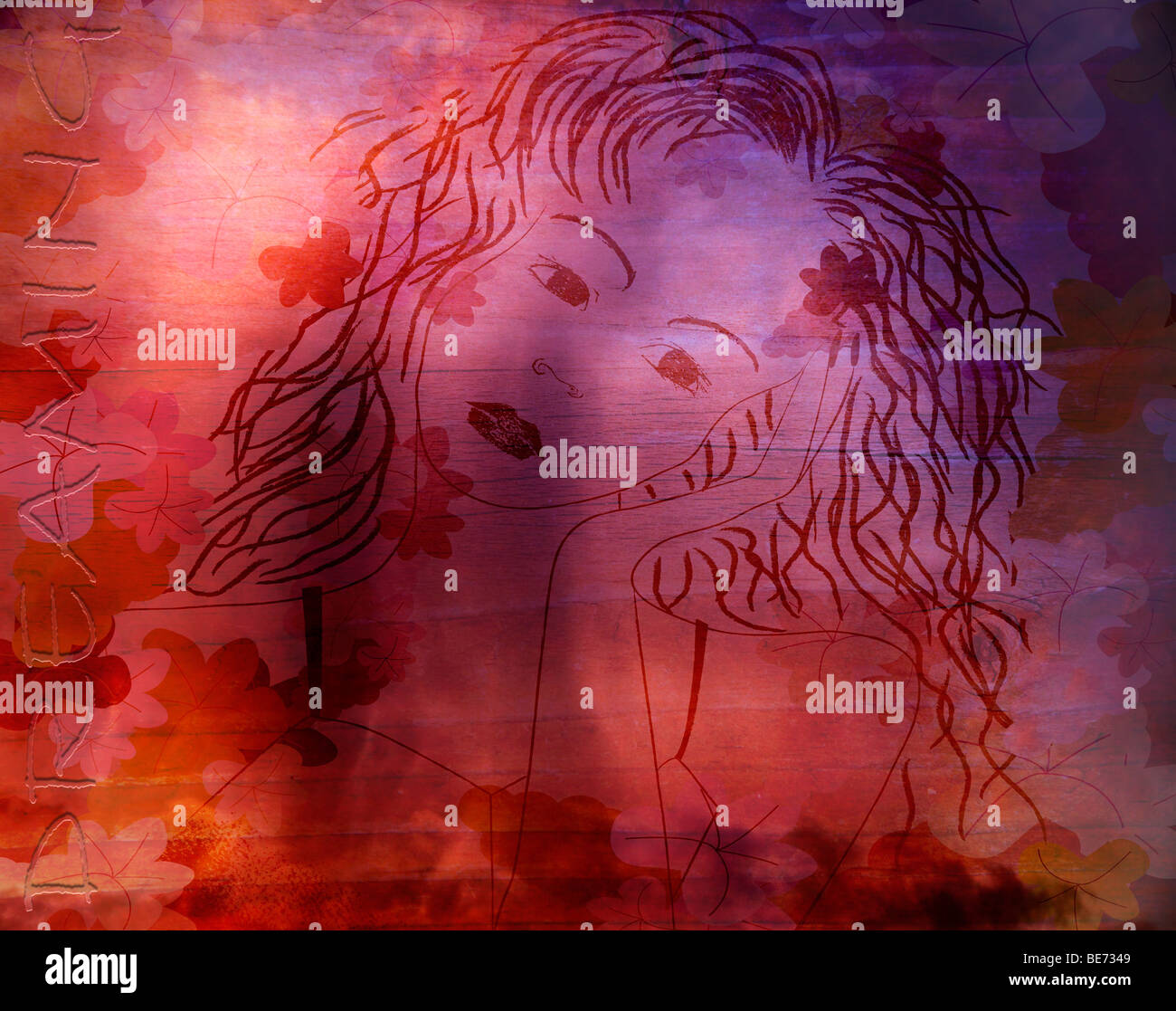 dreaming fall background with girl portrait Stock Photo - Alamy
