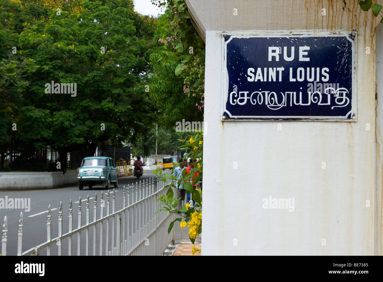 Rue Saint Louis in Pondicherry India Stock Photo - Alamy