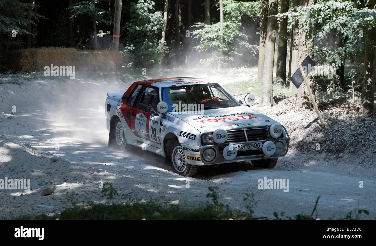 Toyota Corolla rally car on the rally stage at the Goodwood Festival of ...