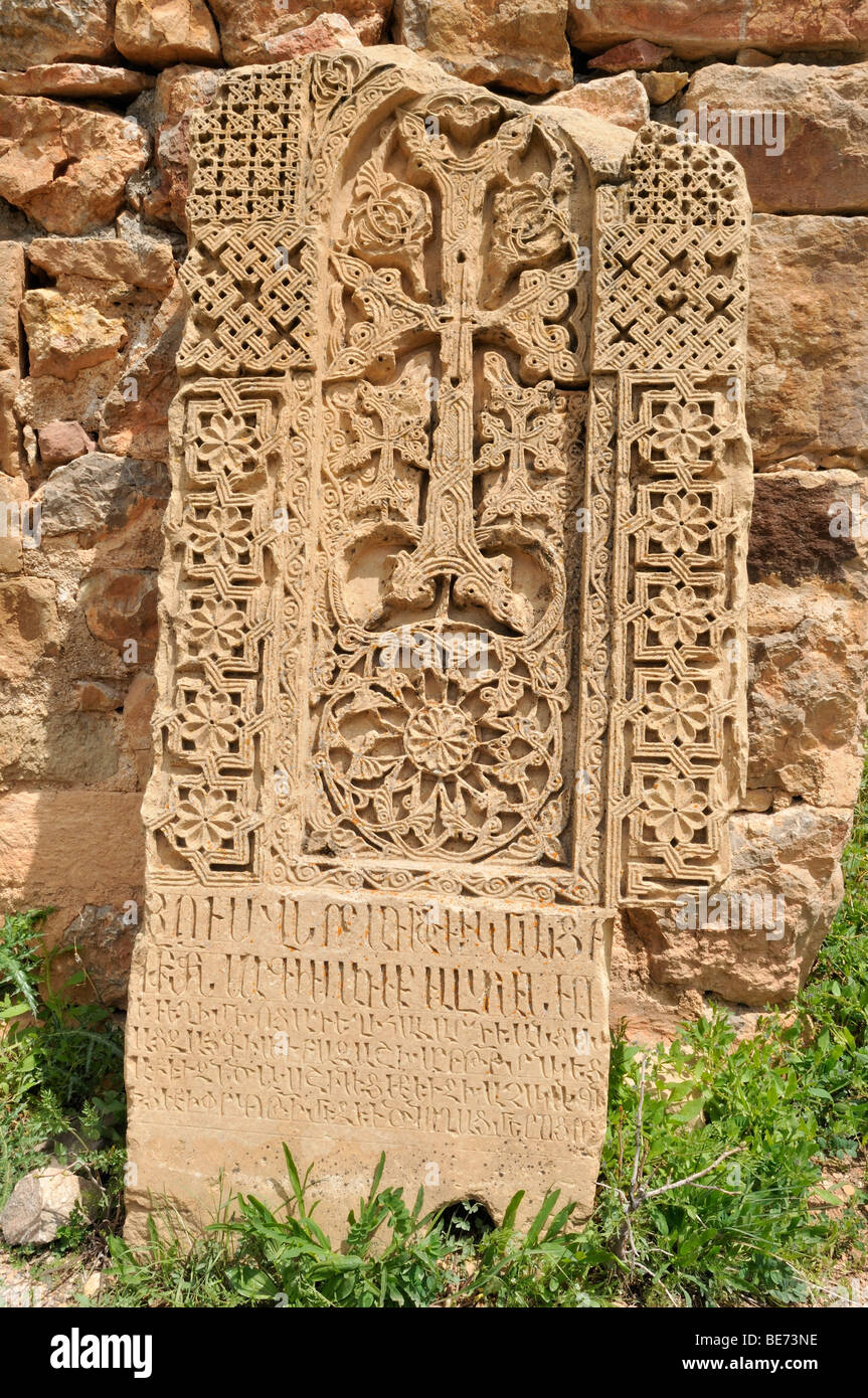 Historic Armenian cross-stone, khachkar, at Noravank monastery, Armenia ...