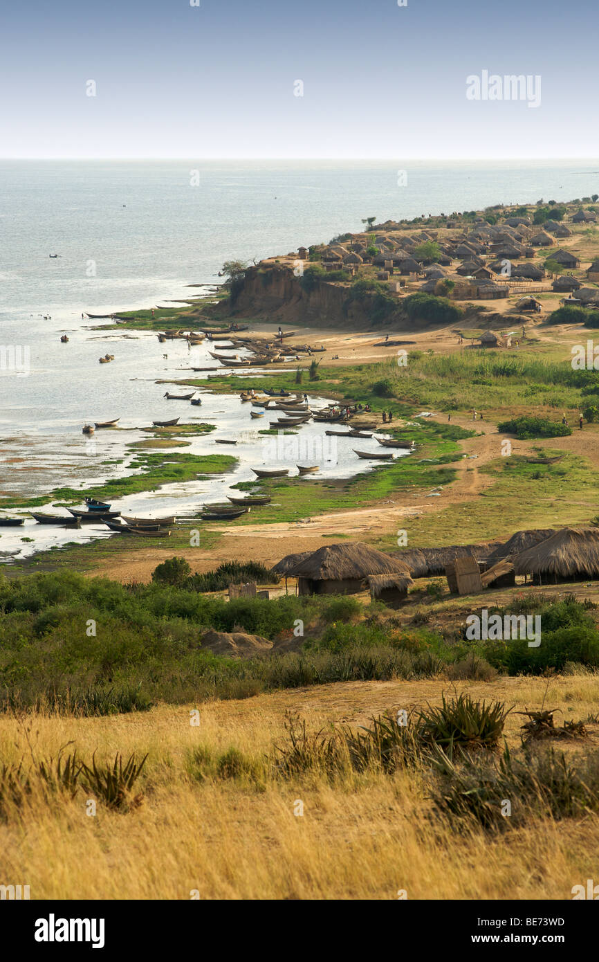 The village of Kaiso on the shores of Lake Albert in western Uganda ...