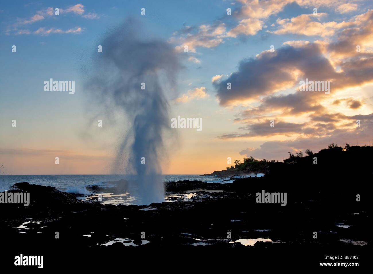 Spouting Horn at sunset. Kauai, Hawaii Stock Photo - Alamy