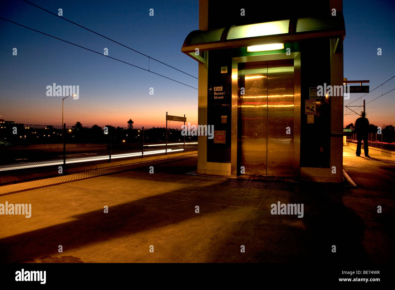 LIft Elevator On Platform At Metro Station At Dusk Los Angeles Stock ...