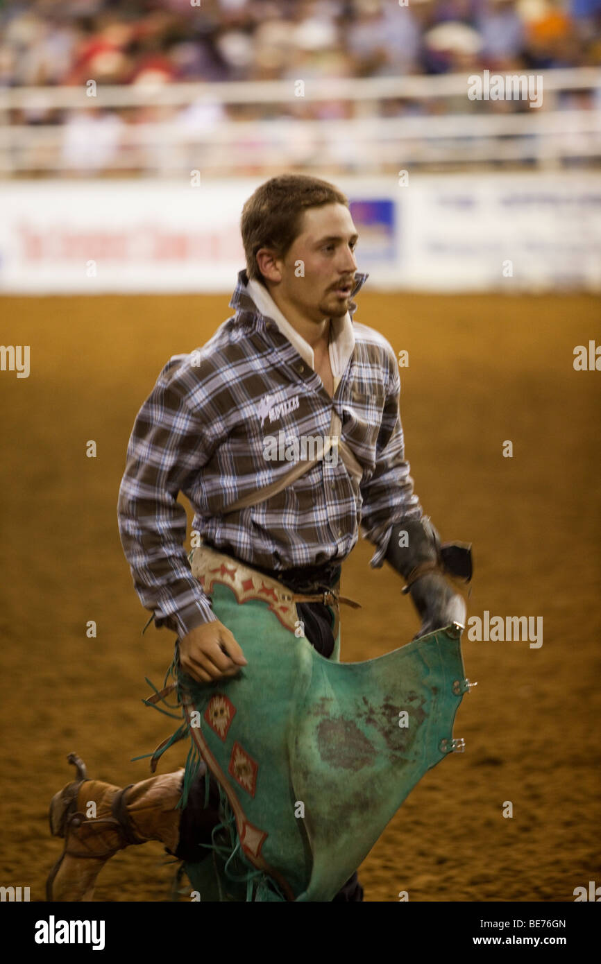 Rodeo Cowboy competing in the Mesquite Championship Rodeo, Texas, USA ...