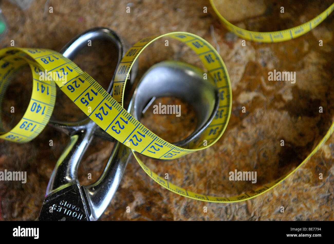 Scissors and tape measure close up Stock Photo - Alamy