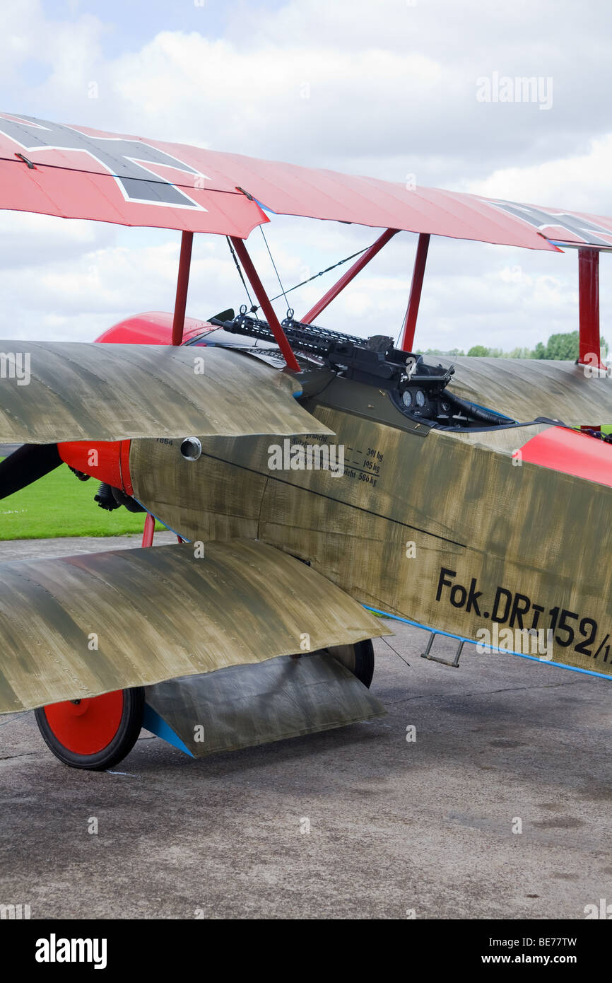 Fokker Dr1 Triplane replica G-BVGZ clos-up of cockpit area showing ...
