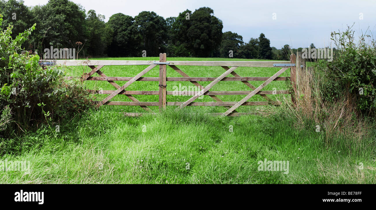 old gate entrance to field Stock Photo - Alamy