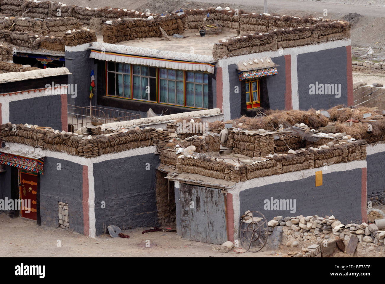 Tibetan house in Sakya style with Tibetan painting and yak dung for ...