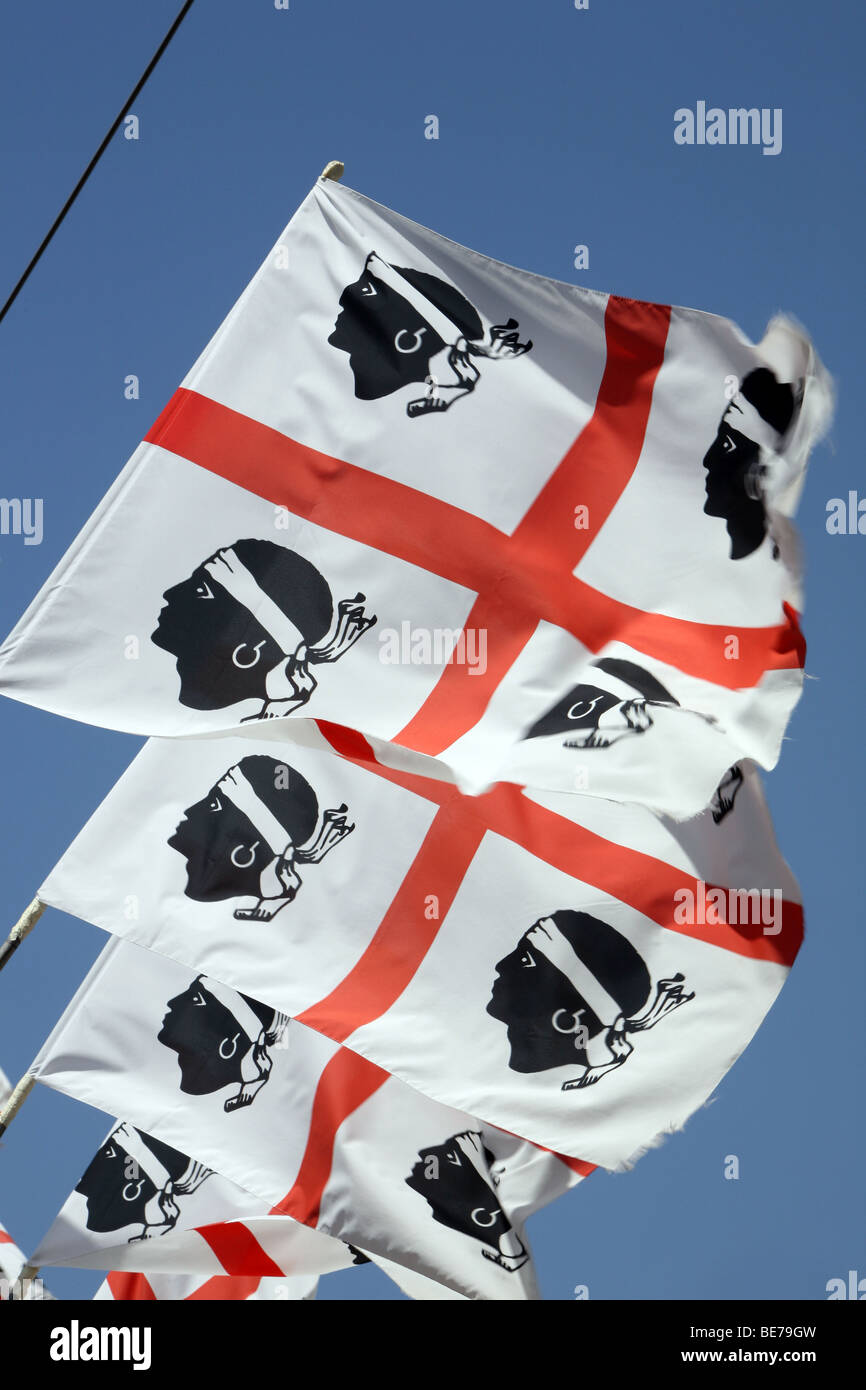 Sardinian flags flying in Castelsardo Sardinia Stock Photo - Alamy
