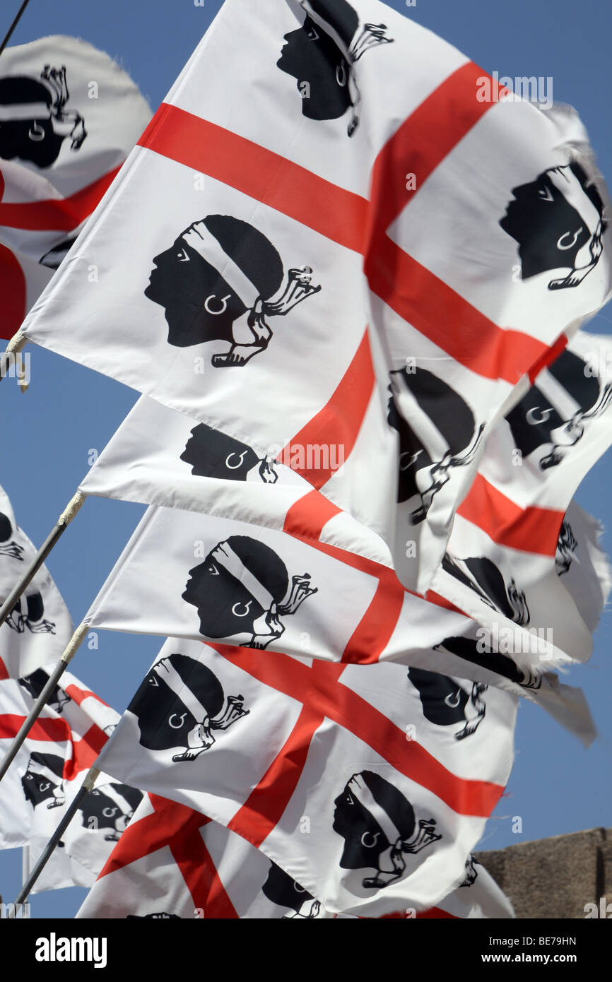 Sardinian flags flying in Castelsardo Sardinia Stock Photo - Alamy