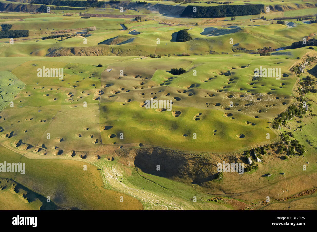 Sinkholes, Craigmore, Maungati, near Timaru, South Canterbury, South ...