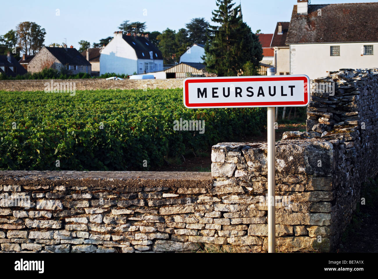 Sign outside the village of Meursault, Burgundy, France Stock Photo - Alamy