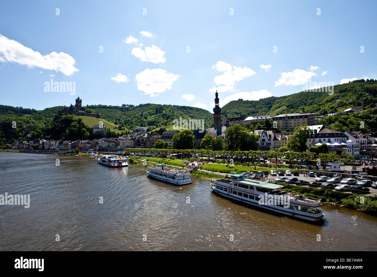View on to Cochem, the Cochem imperial castle at back, district of ...