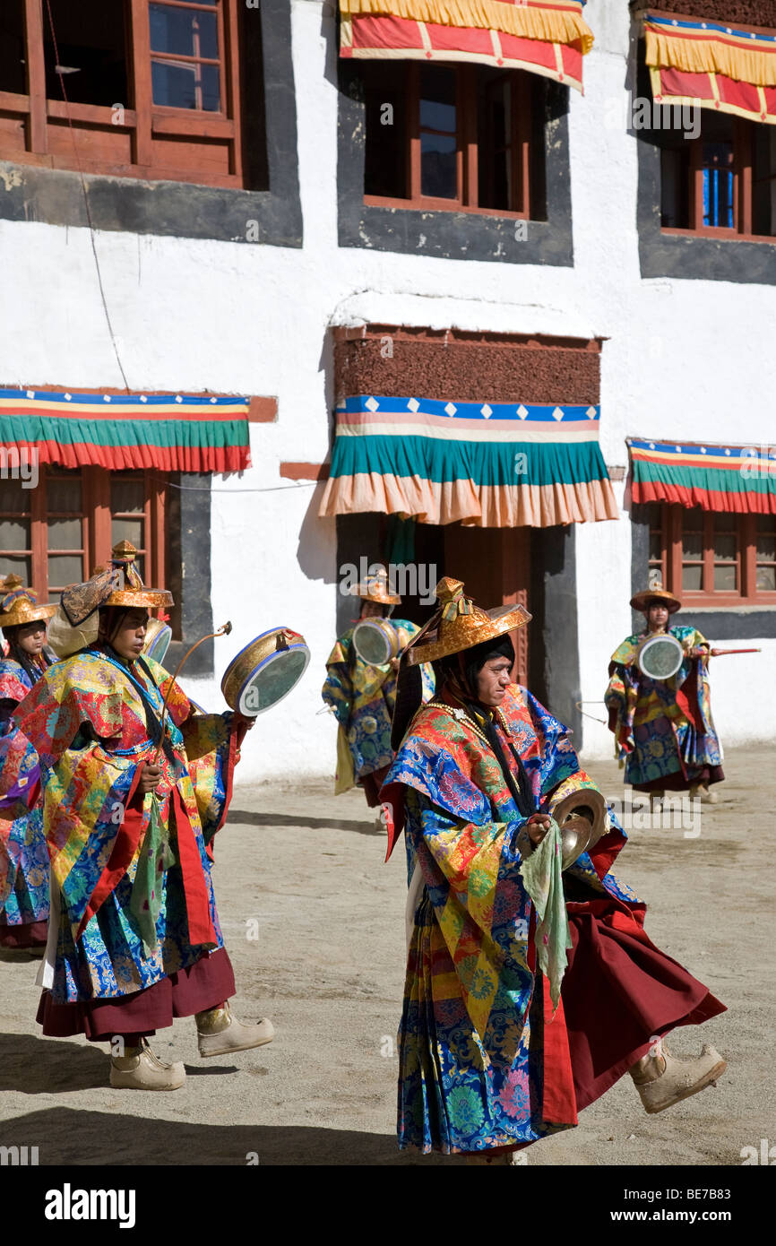 Buddhist monks dancing with traditional costumes. Phyang monastery ...