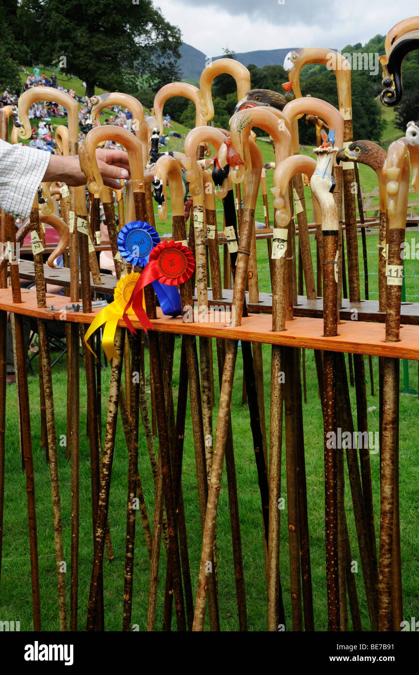 Display of hand carved cane and staff competition at the Vale of Rydal ...
