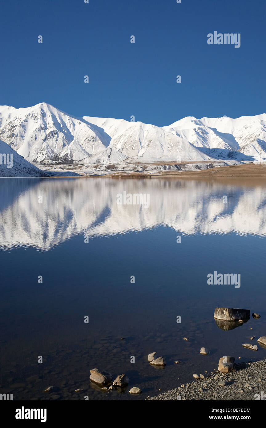 Taylor Range Reflected in Lake Heron, Canterbury, South Island, New ...