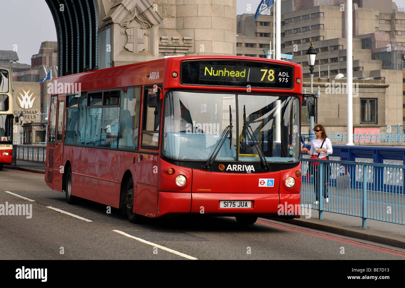 Bus crossing Tower Bridge, London, England, UK Stock Photo - Alamy