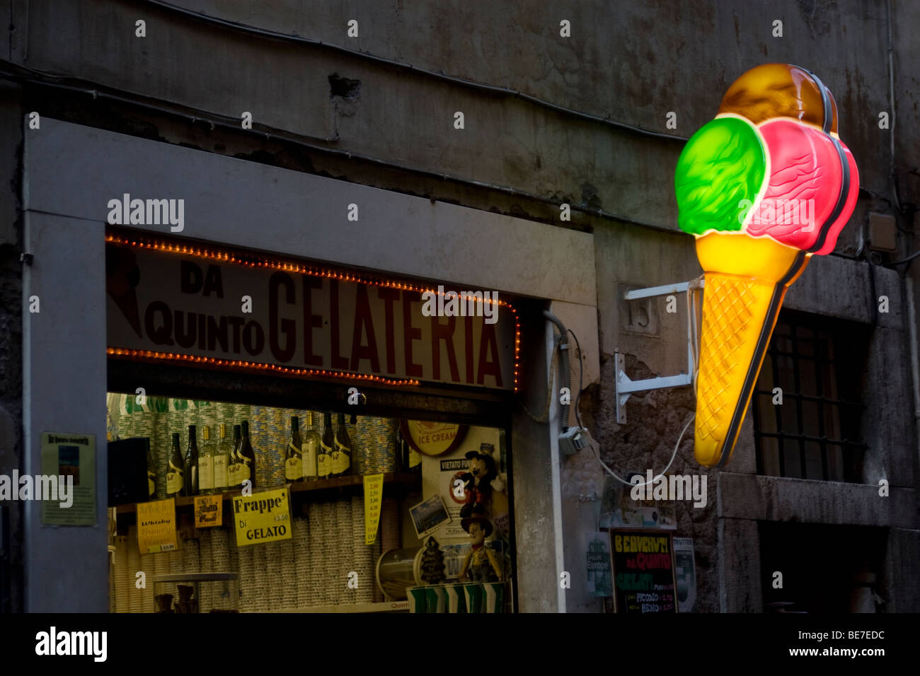 Ice cream gelateria sign in Rome Italy Stock Photo - Alamy