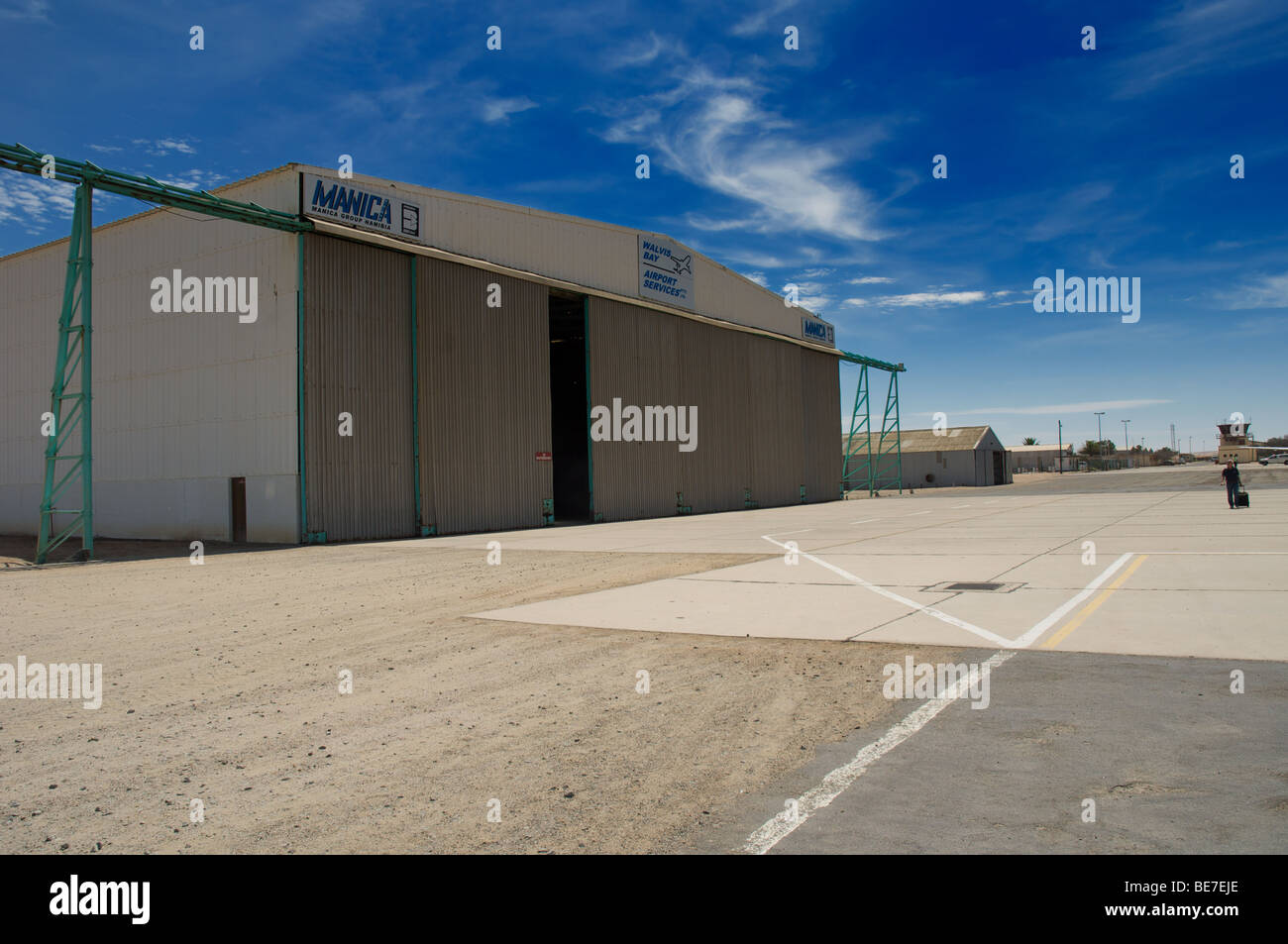 Walvis Bay airport hanger Stock Photo - Alamy