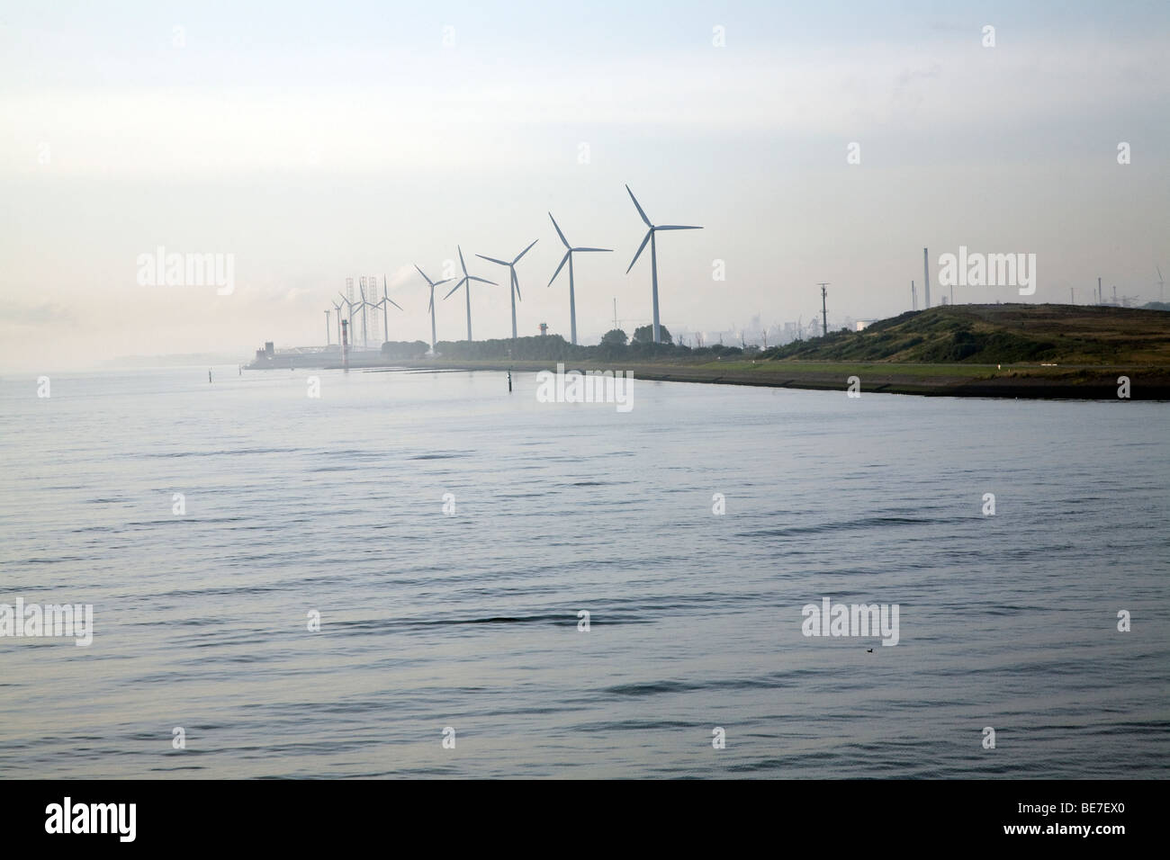 Wind turbines, Port of Rotterdam, Holland Stock Photo - Alamy