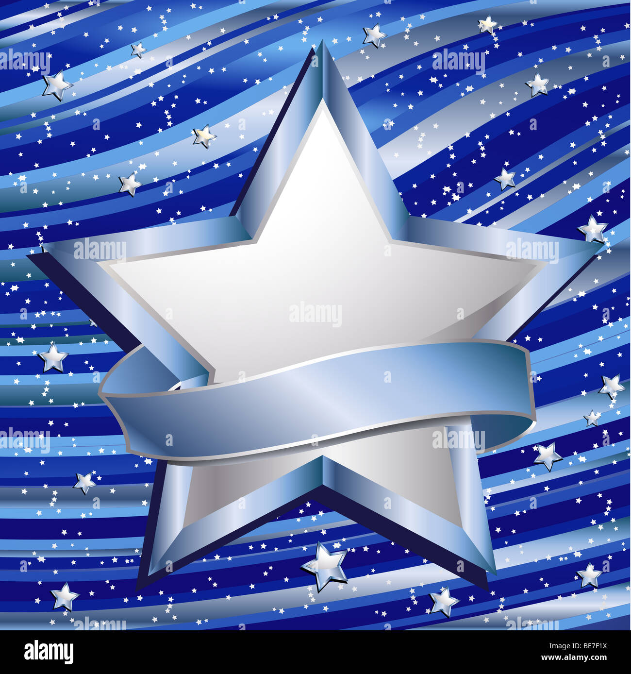 silver star on a metallic silver and blue wave background Stock Photo ...