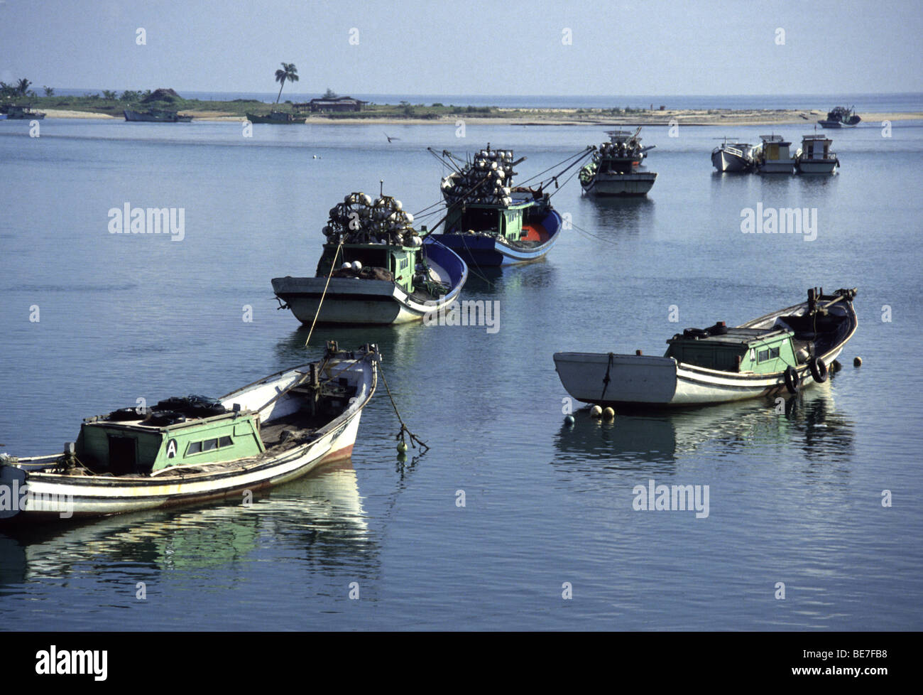 Boats harboured at Marang Beach Malaysia Stock Photo - Alamy