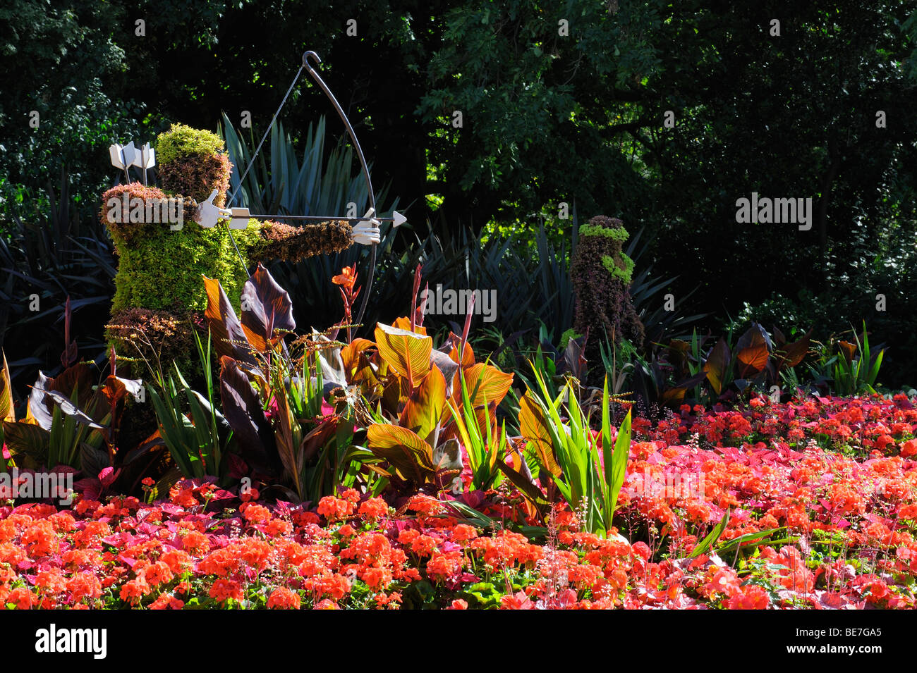 A Robin Hood flower display in the grounds of Nottingham Castle ...