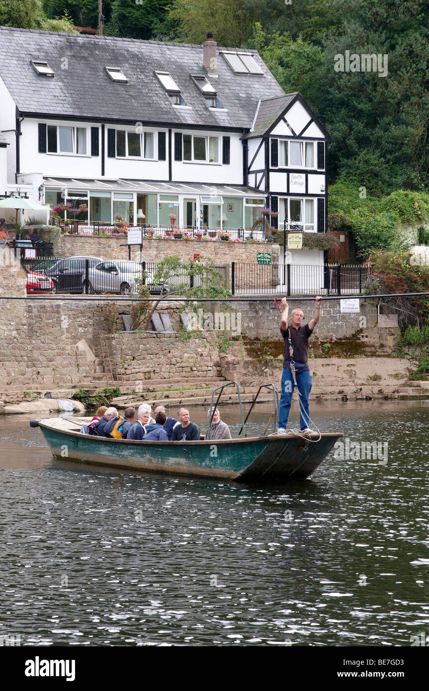 Hand ferry across the River Wye at Symonds Yat in the Forest of Dean ...