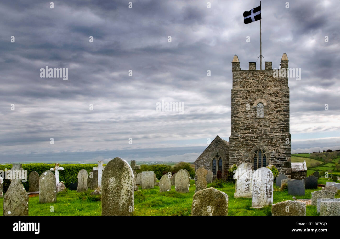 Forrabury Church and graveyard in Boscastle, Cornwall, England, UK ...